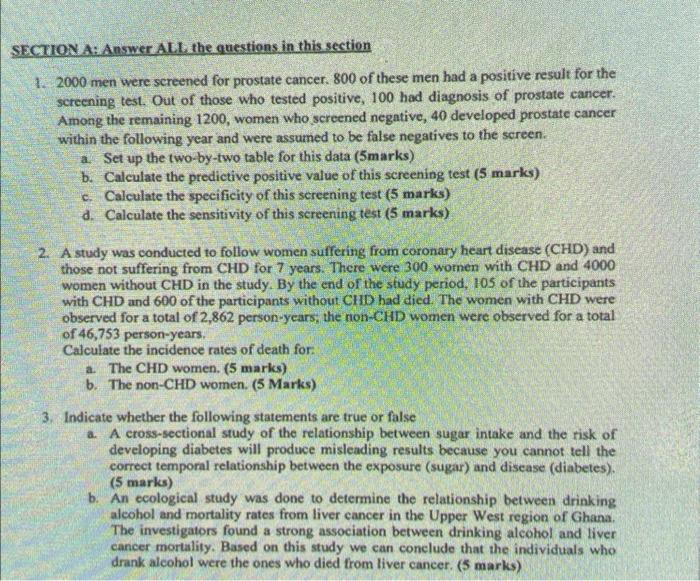 Solved SCTION A: Answer AII the questions in this section 1. | Chegg.com