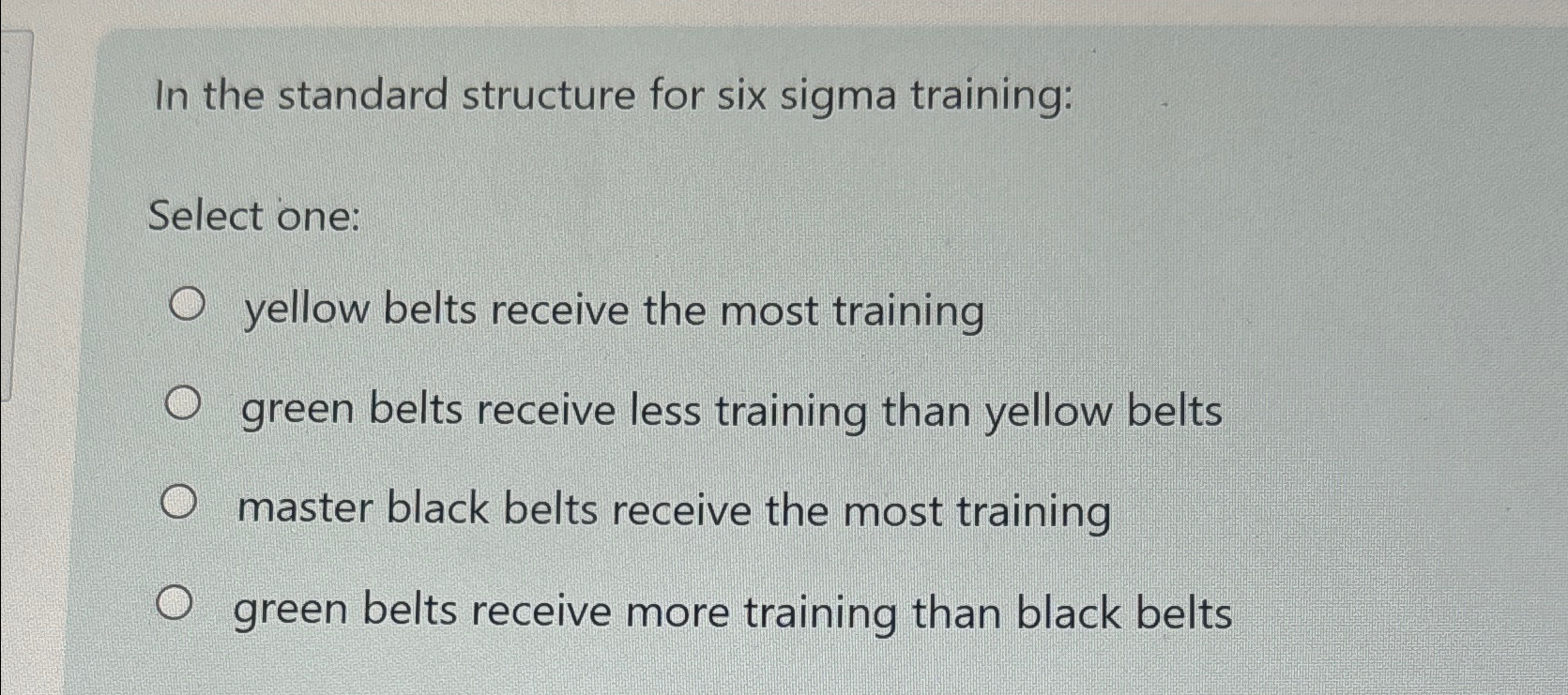 Solved In the standard structure for six sigma | Chegg.com