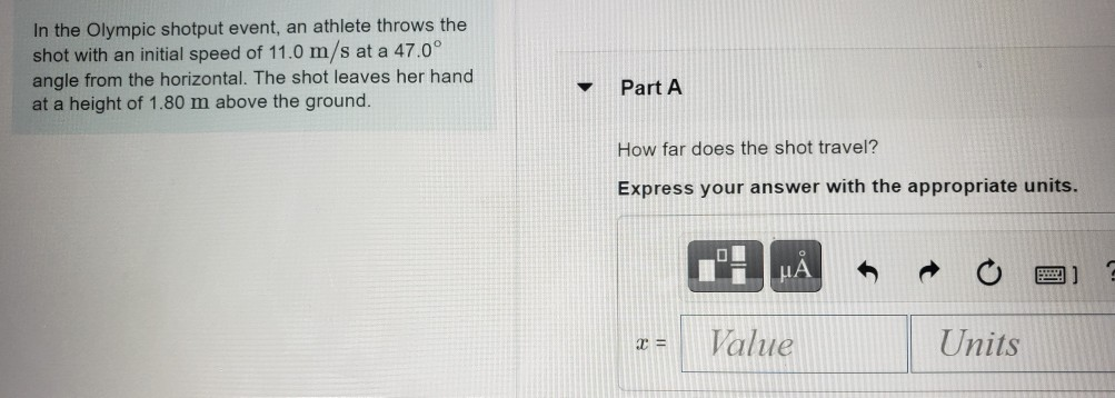 Solved In the Olympic shotput event, an athlete throws the | Chegg.com