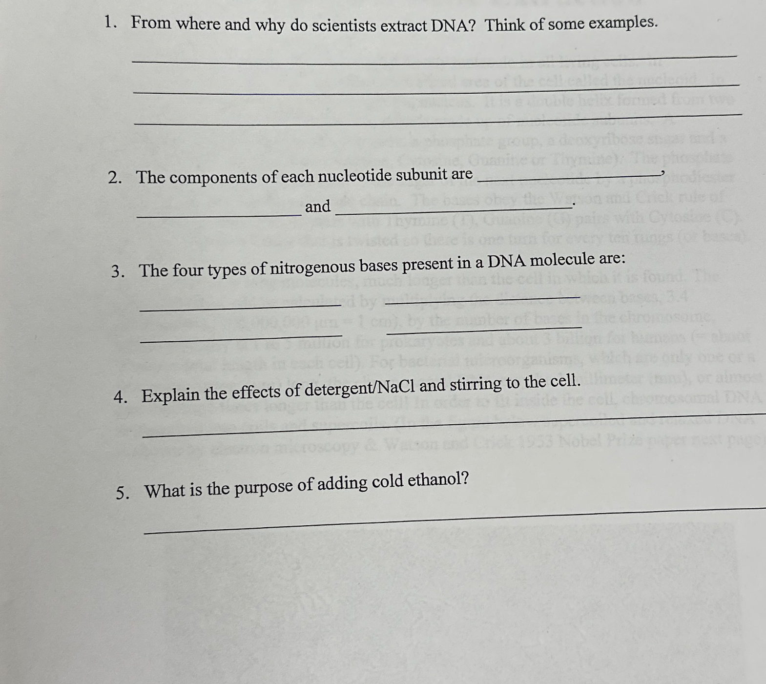 Solved From where and why do scientists extract DNA? Think | Chegg.com