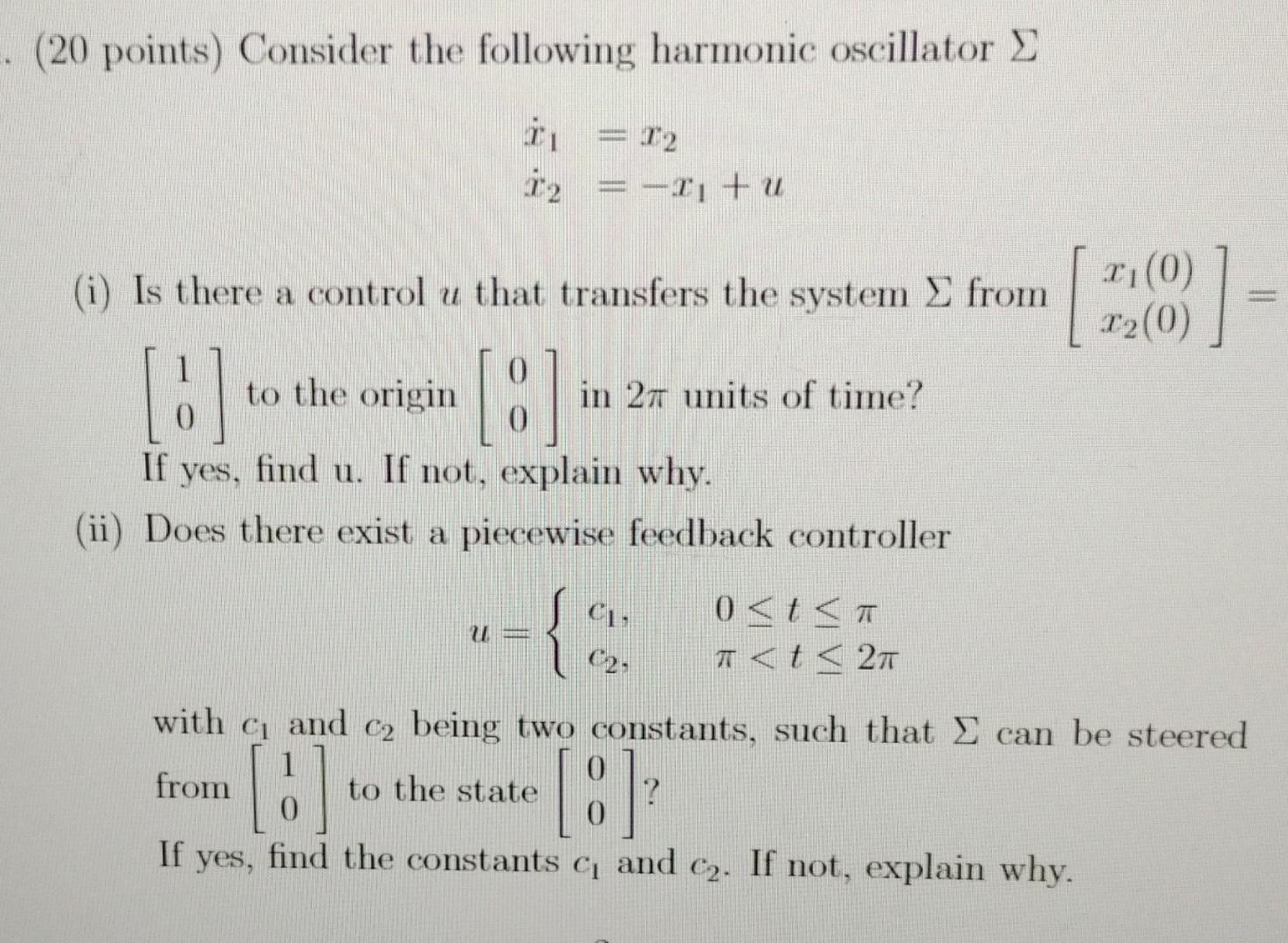 Solved 4. (20 points) Consider the following harmonic | Chegg.com
