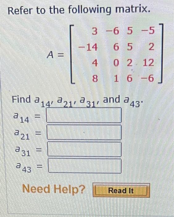 Solved Refer to the following matrix. | Chegg.com