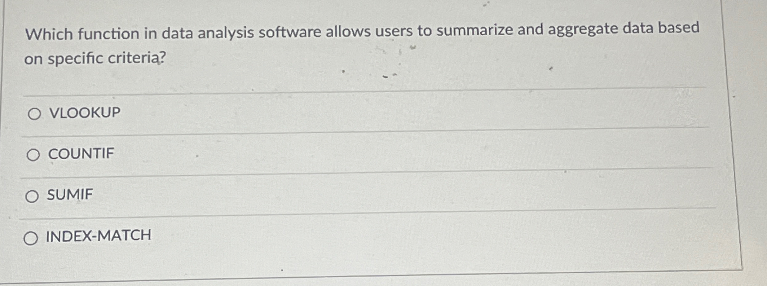 Solved Which function in data analysis software allows users | Chegg.com