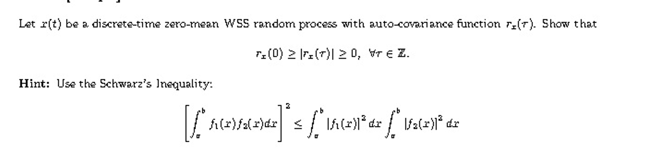 Solved Let r(t) ﻿be a discrete-time zero-mean WSS random | Chegg.com