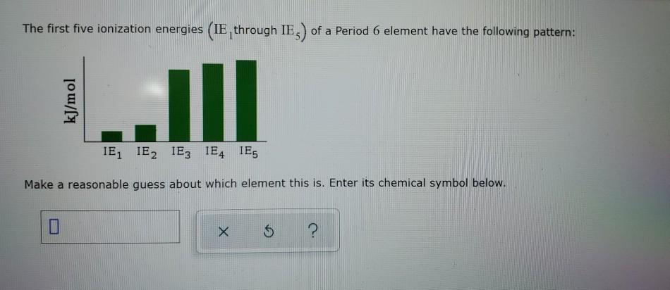 Solved The first five ionization energies (IE, through IE :) | Chegg.com