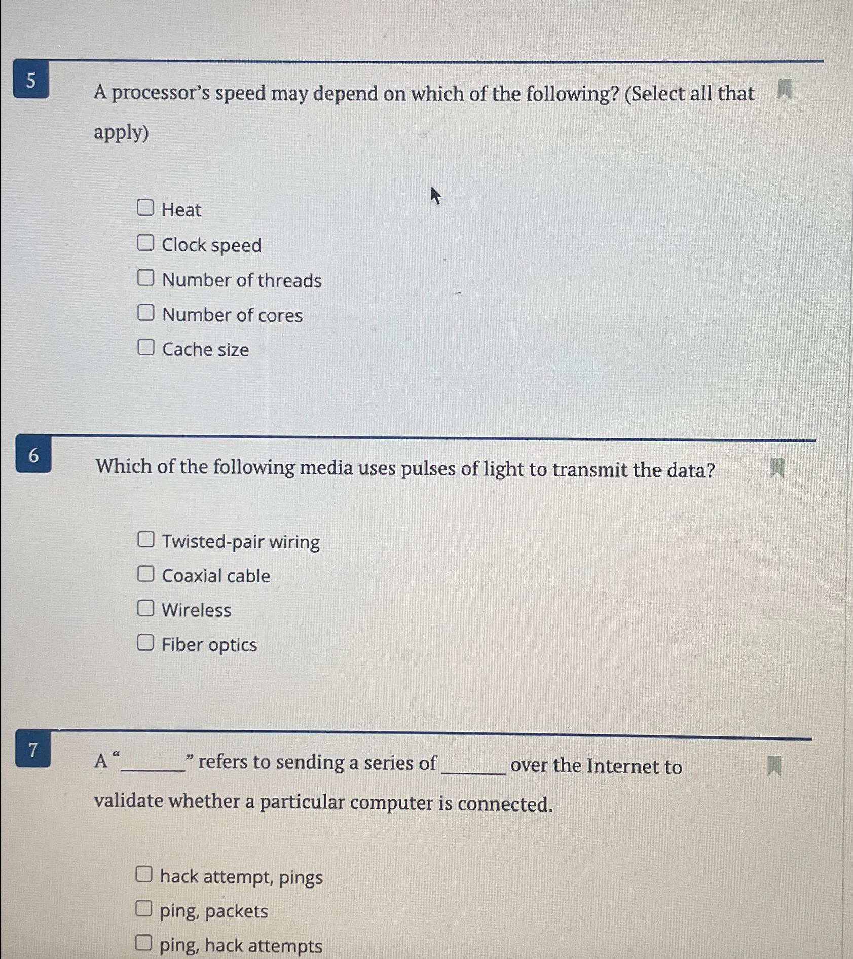 Solved 5A processor's speed may depend on which of the | Chegg.com