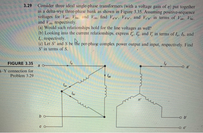Solved 3.29 Consider three ideal single-phase transformers | Chegg.com