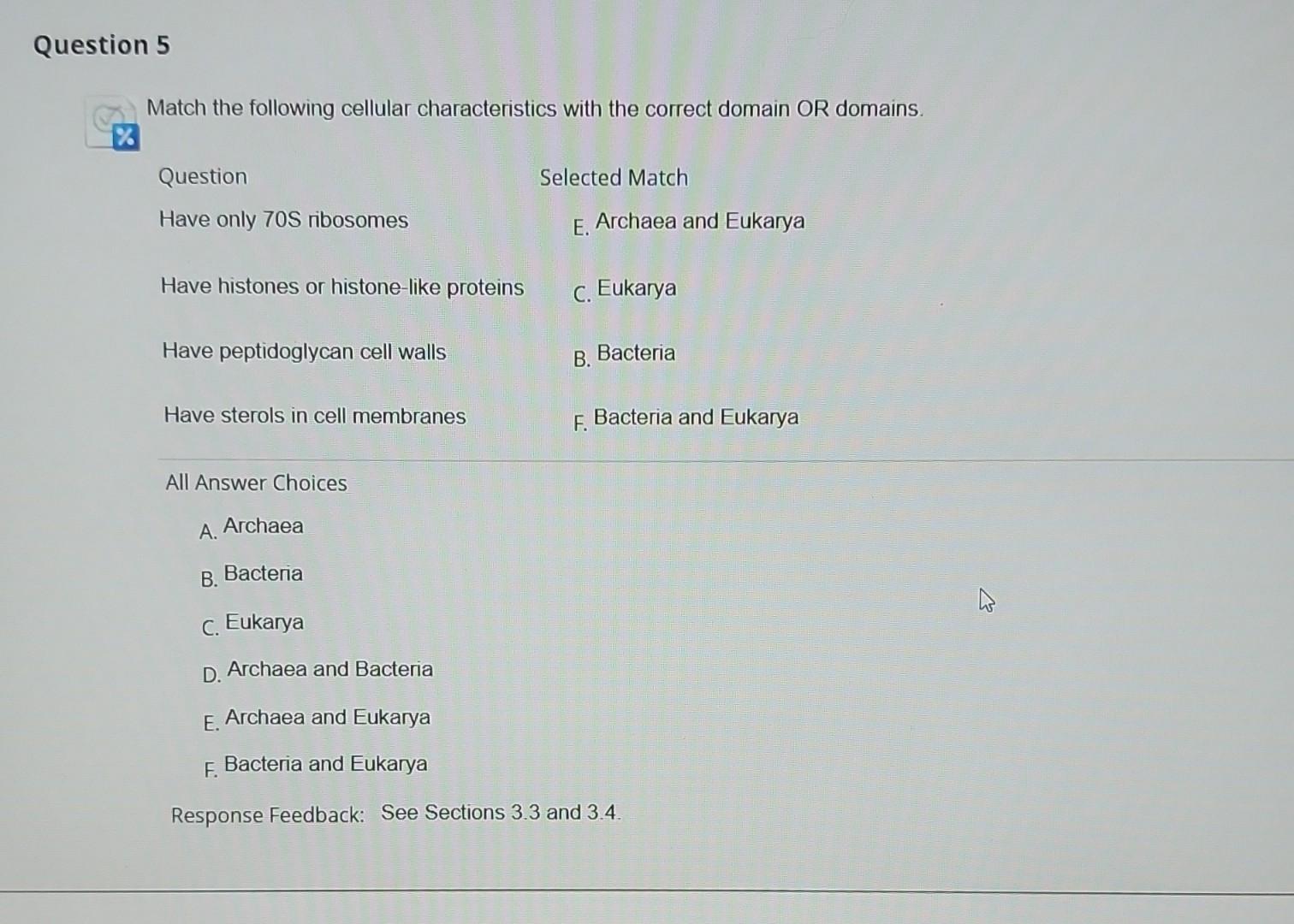 Solved Match the following cellular characteristics with the | Chegg.com