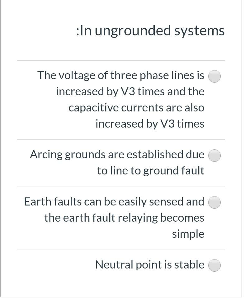 Solved :In ungrounded systems The voltage of three phase | Chegg.com