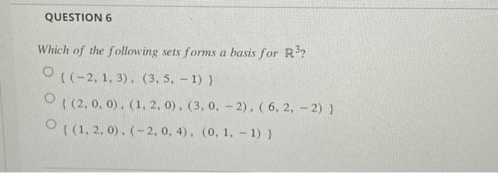 Solved Which of the following sets is not a subspace of R3 ? | Chegg.com