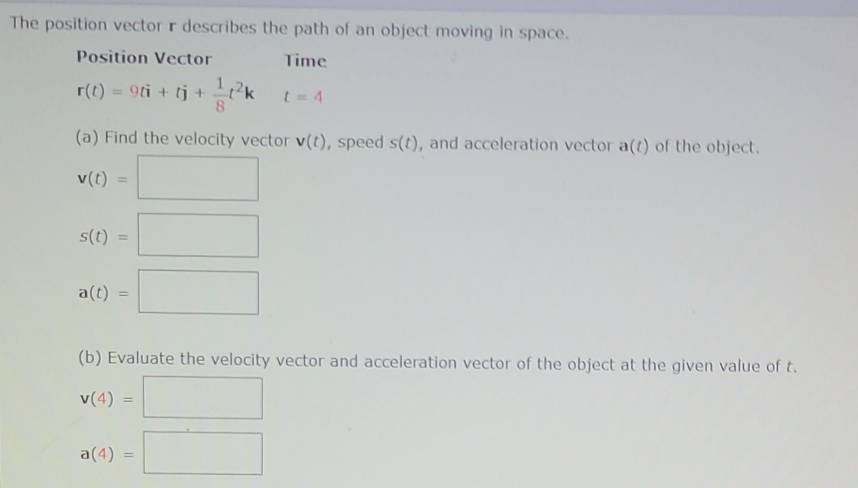 Solved The position vector r describes the path of an object | Chegg.com