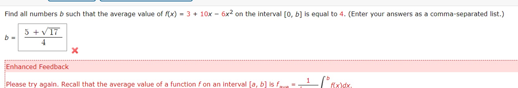Solved Find all numbers b ﻿such that the average value of | Chegg.com