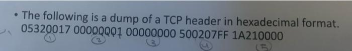 Solved • The following is a dump of a TCP header in | Chegg.com