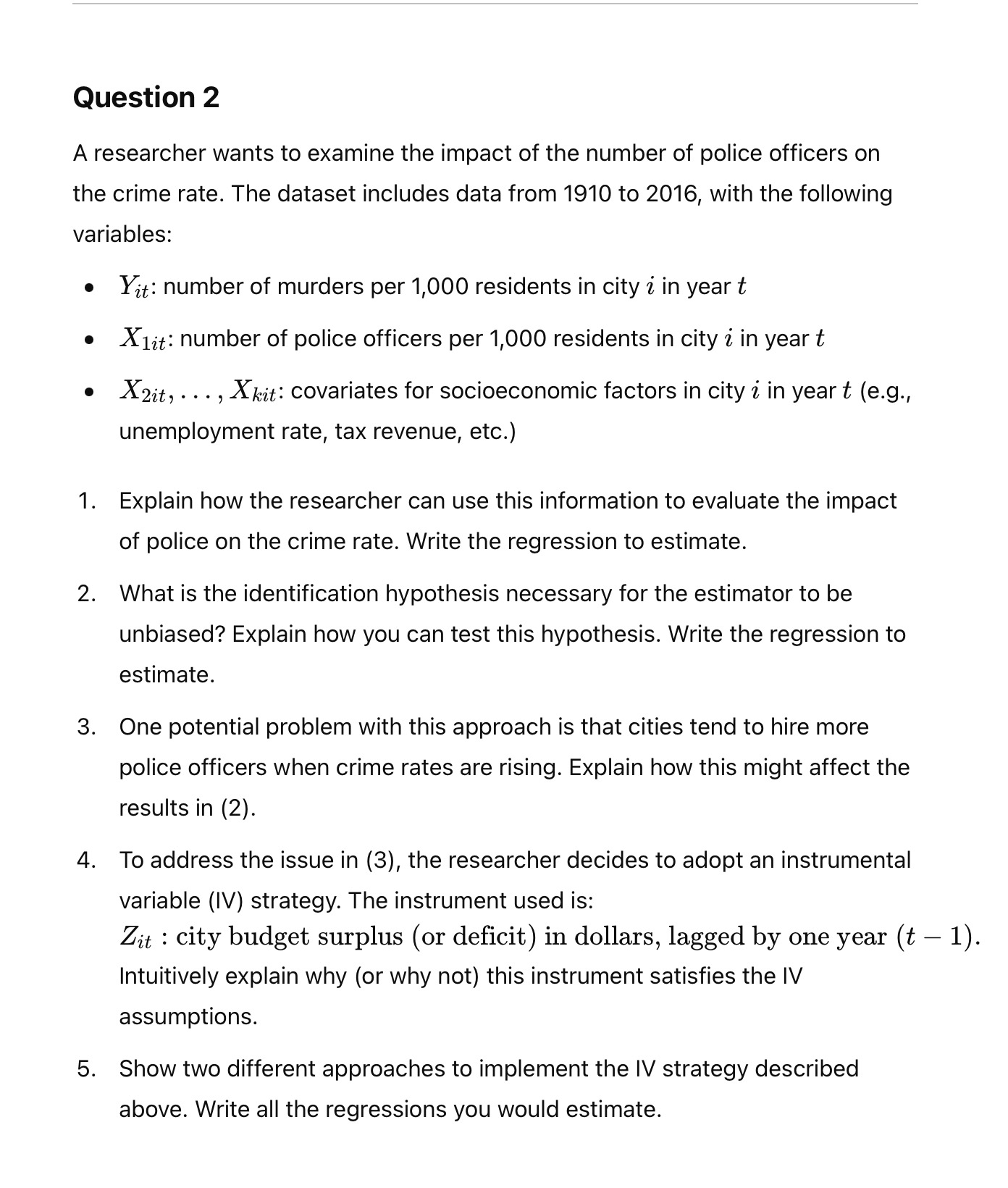 Solved Question 2A researcher wants to examine the impact of | Chegg.com