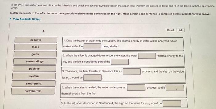 Solved In the PhET simulation window, click on the Intro tab | Chegg.com