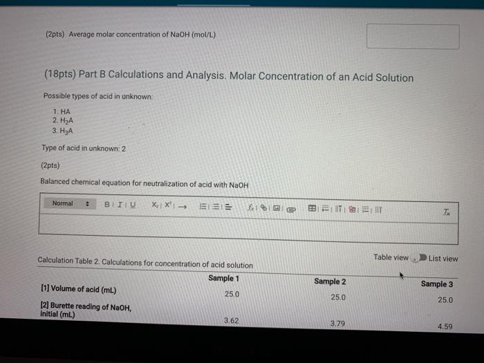 Solved Data And Report Submission - Indicator Titrations | Chegg.com
