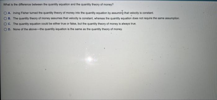 Solved What is the difference between the quantity equation | Chegg.com