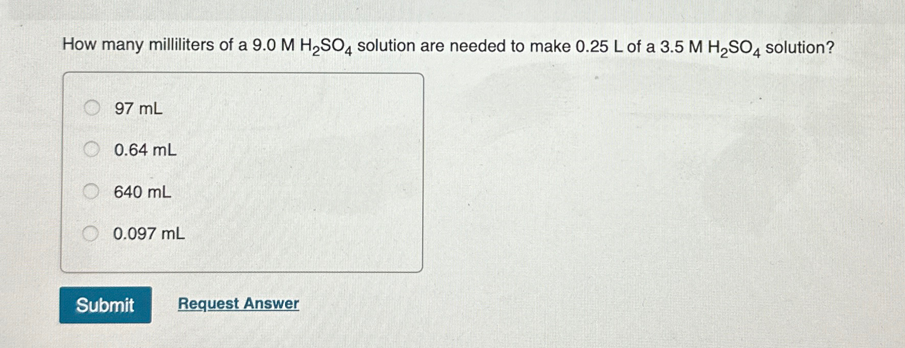 Solved How many milliliters of a 9.0MH2SO4 ﻿solution are | Chegg.com