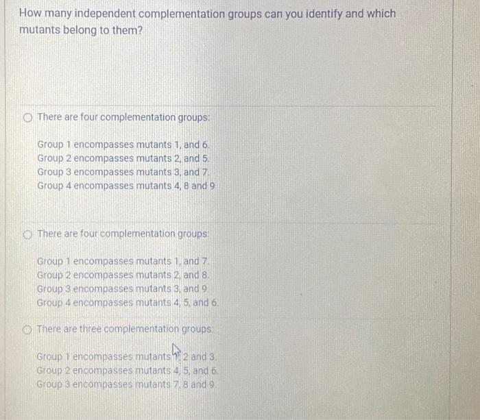 Solved There are four complementation groups: Group 1 | Chegg.com