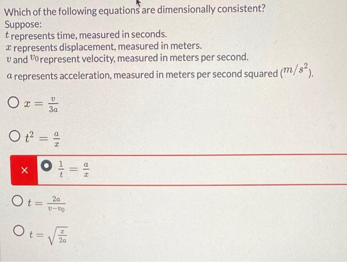 Solved Which of the following equations are dimensionally | Chegg.com