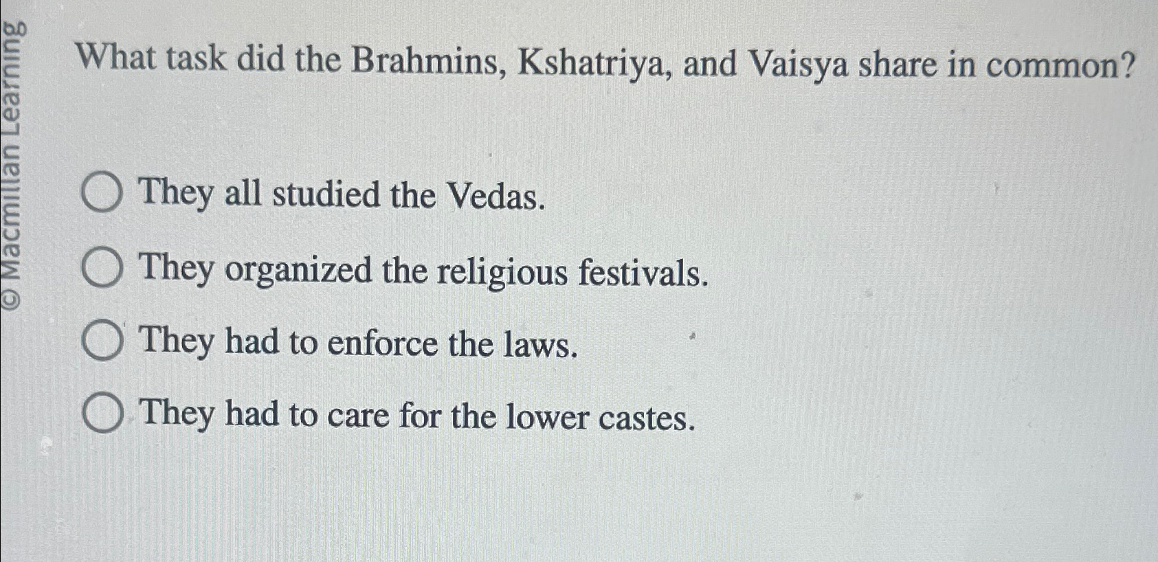 Solved What task did the Brahmins, Kshatriya, and Vaisya | Chegg.com