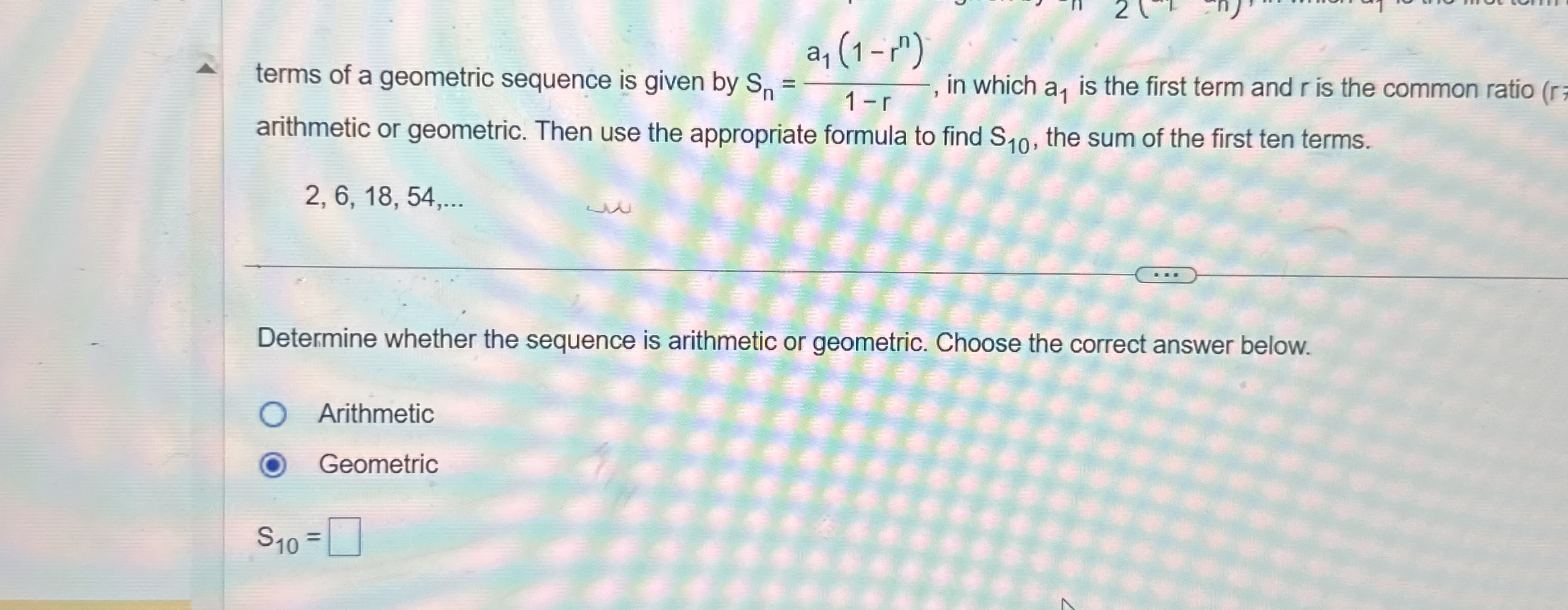 Solved terms of a geometric sequence is given by | Chegg.com