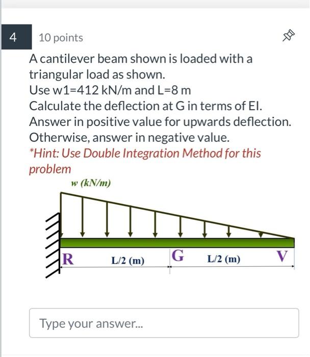 Solved A cantilever beam shown is loaded with a triangular | Chegg.com