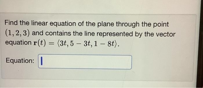 Solved Find the linear equation of the plane through the | Chegg.com