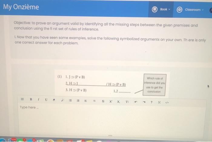 Solved My Onzième Book Classroom Objective: to prove an | Chegg.com