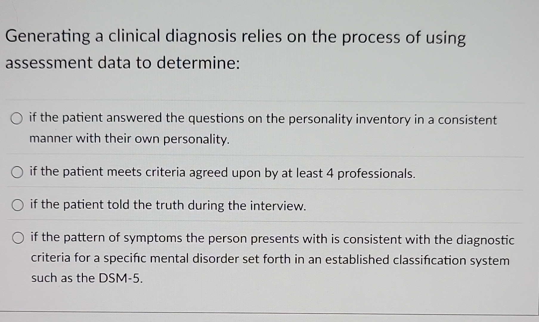 Generating a clinical diagnosis relies on the process | Chegg.com