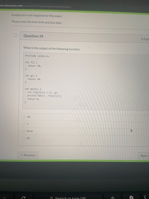 Solved inic instructure.com courses/3757/quizzes/secured | Chegg.com