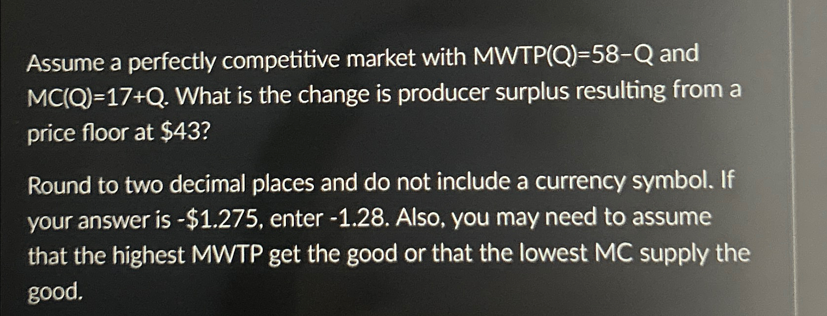 Solved Assume a perfectly competitive market with | Chegg.com