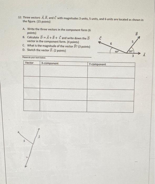 Solved В 12. Three vectors A, B, and with magnitudes 3 | Chegg.com
