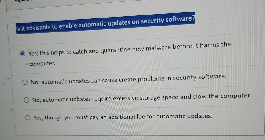 Solved Is it advisable to enable automatic updates on | Chegg.com