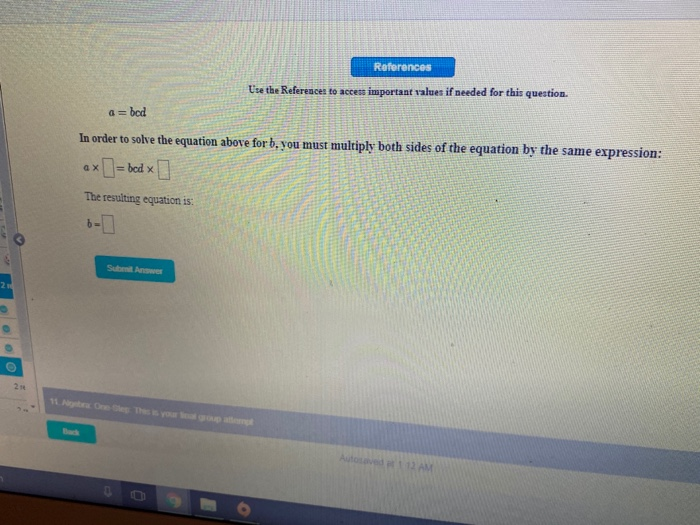 Solved References Use the References to access important | Chegg.com