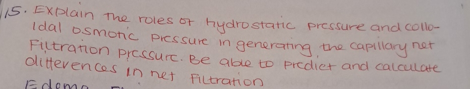 Solved Explain the roles of hydrostatic pressure and | Chegg.com