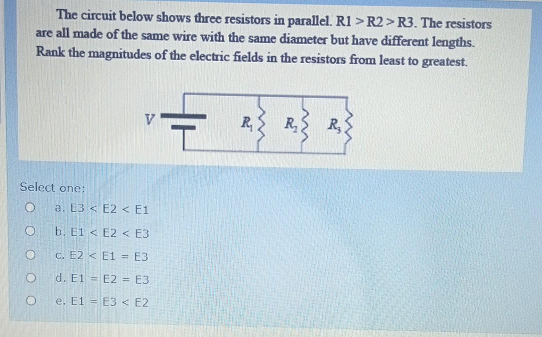 Solved The circuit below shows three resistors in parallel. | Chegg.com