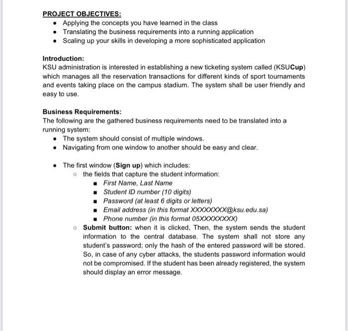 Solved PROJECT OBJECTIVES: - Applying the concepts you have | Chegg.com