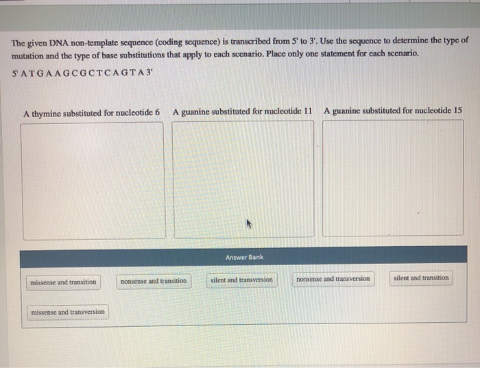 Solved The Given Dna Non Template Sequence Coding Sequence 6495