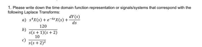 Solved 1. Please write down the time domain function | Chegg.com