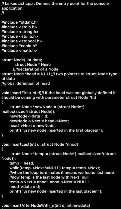 Solved Implement A Stack With Linked Lists Using The Link