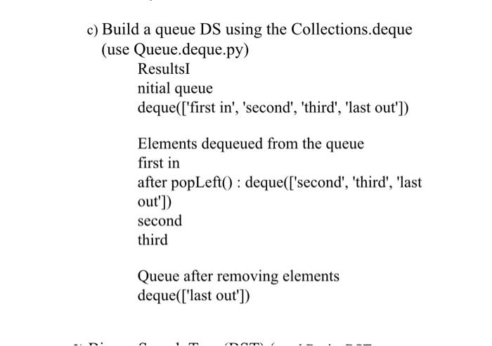 Solved Dequeue() is_emptyo peeko repr 0 Result: Queue is | Chegg.com