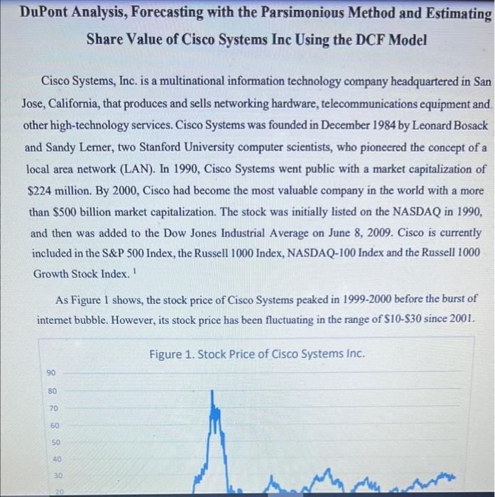 DuPont Analysis, Forecasting with the Parsimonious | Chegg.com
