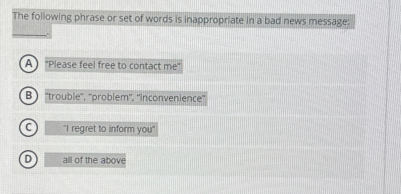 Solved The following phrase or set of words is inappropriate | Chegg.com