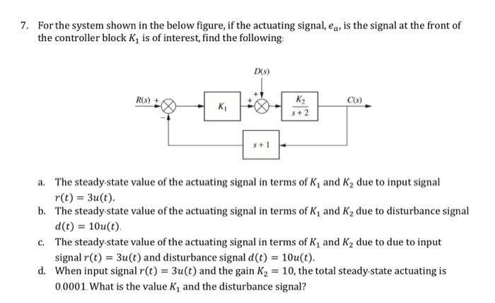 Solved For the system shown in the below figure, if the | Chegg.com