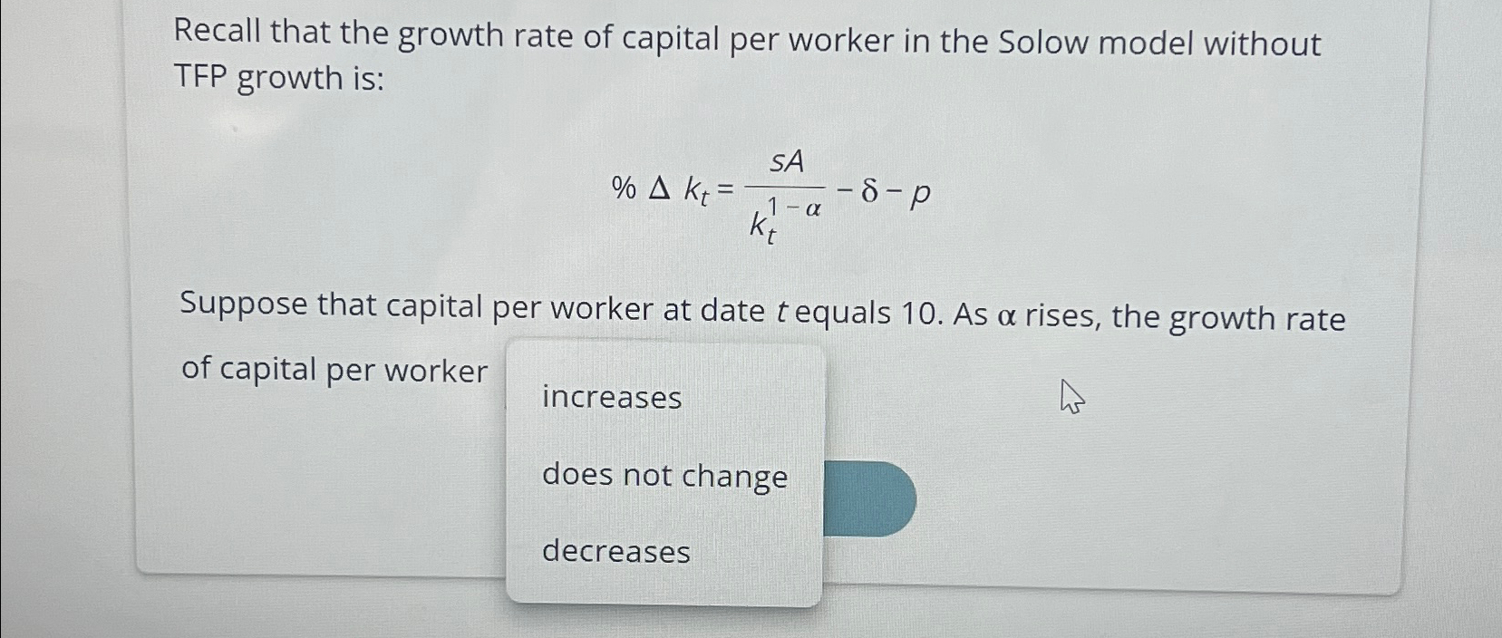 Solved Recall that the growth rate of capital per worker in | Chegg.com