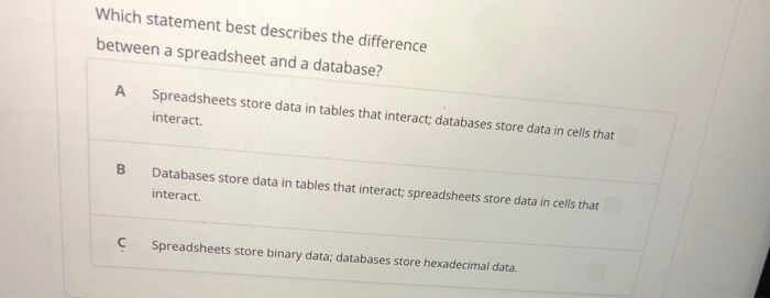 Solved Which statement best describes the difference between | Chegg.com