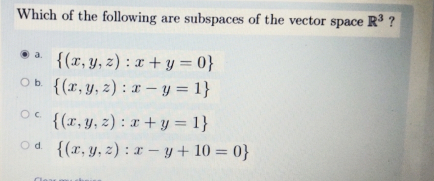 Which of the following are subspaces of the vector | Chegg.com