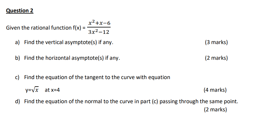 Solved Question 2Given the rational function | Chegg.com