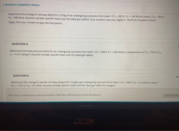 Solved Question Completion Status: Determine the change in | Chegg.com